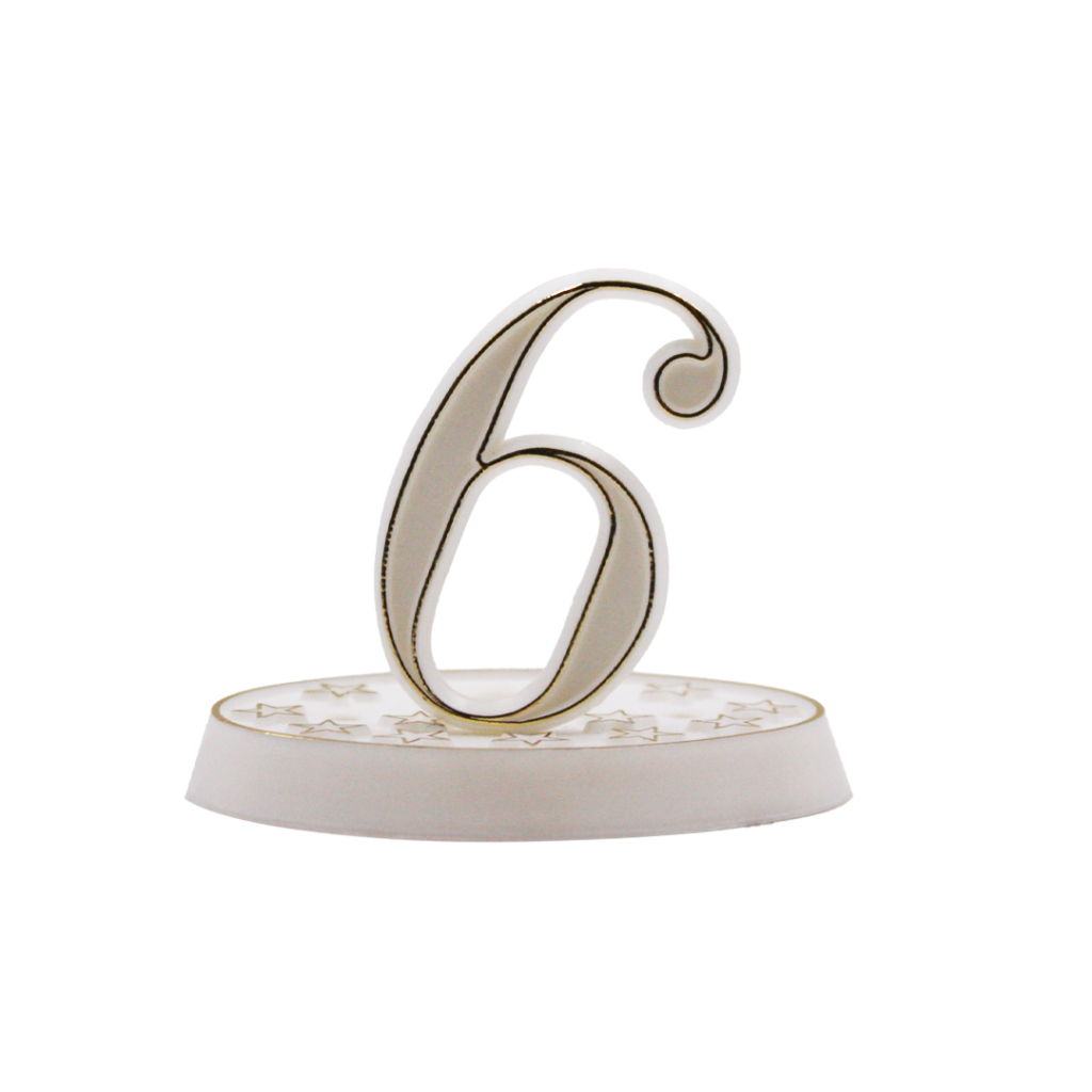 100 Numeri 6 Per Torte Bianco Con Perfilo Oro » Mondocarta